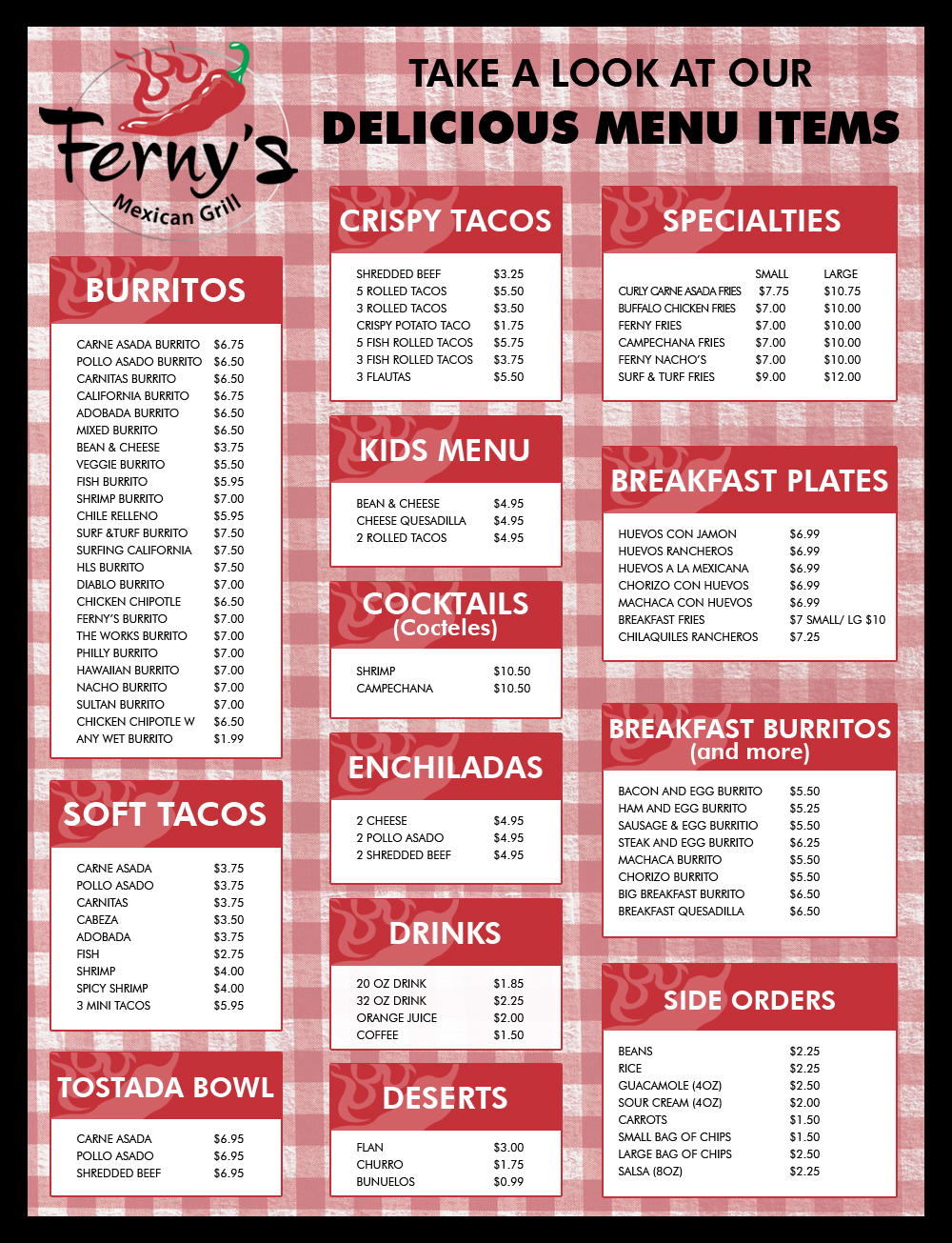 Ferny's Mexican Grill: Menu